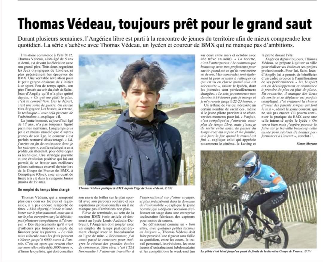 Lycéen à la une : en selle avec Thomas! - Lycée Louis Audouin-Dubreuil